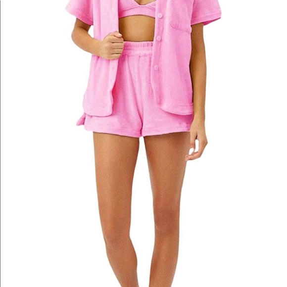 Amazon Essentials | Tops | Pink Size Small Terry Cloth Two Piece | Poshmark